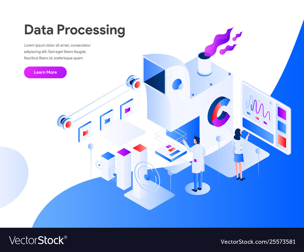Data processing isometric concept modern flat Vector Image
