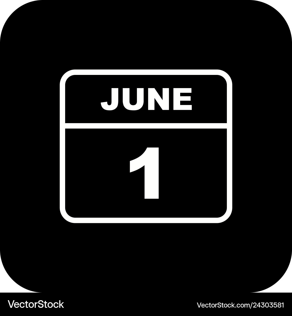 June 1st date on a single day calendar Royalty Free Vector