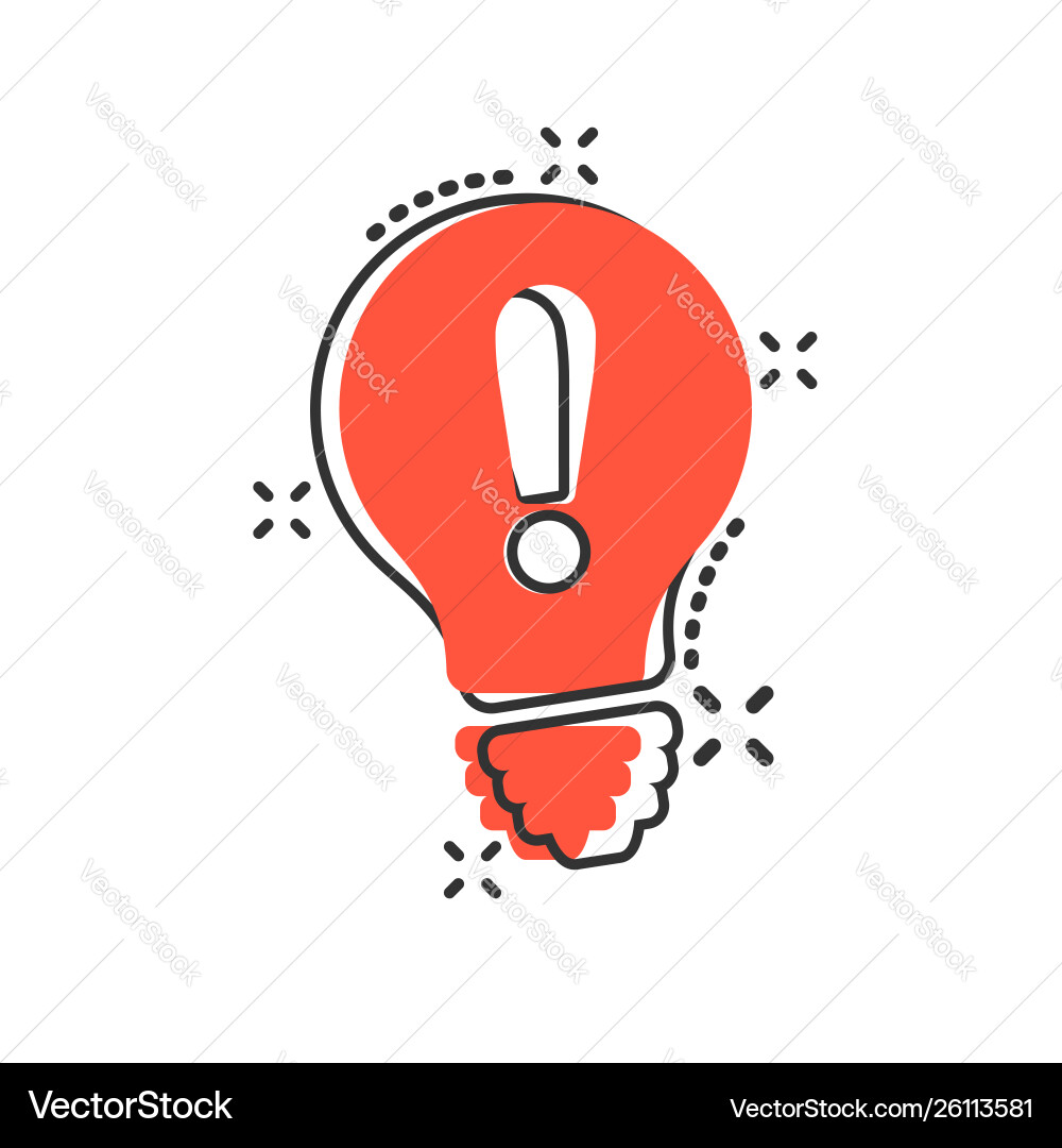 Problem solution icon in comic style light bulb Vector Image