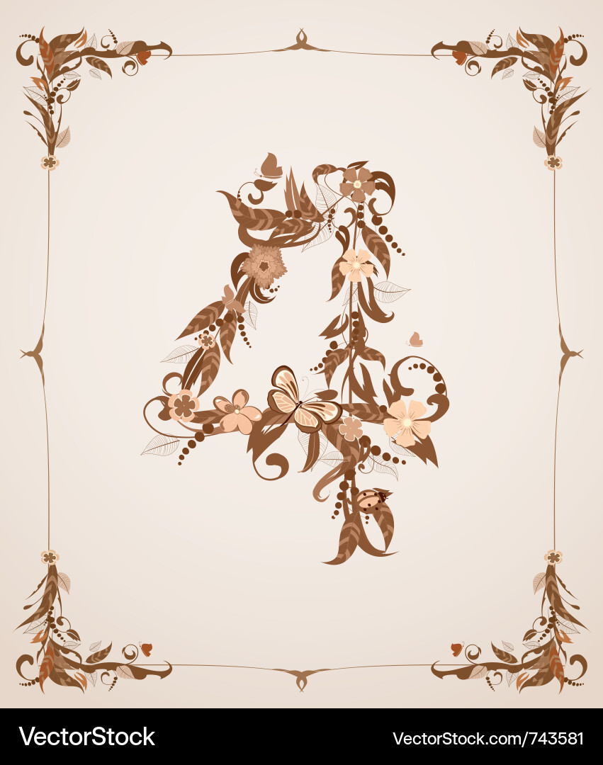 Retro vintage letter number in a frame Royalty Free Vector