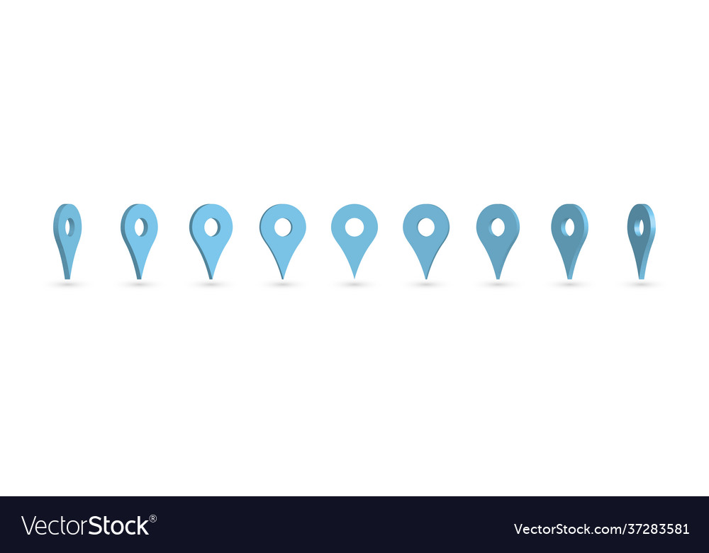 Set 3d blue map pointers Royalty Free Vector Image