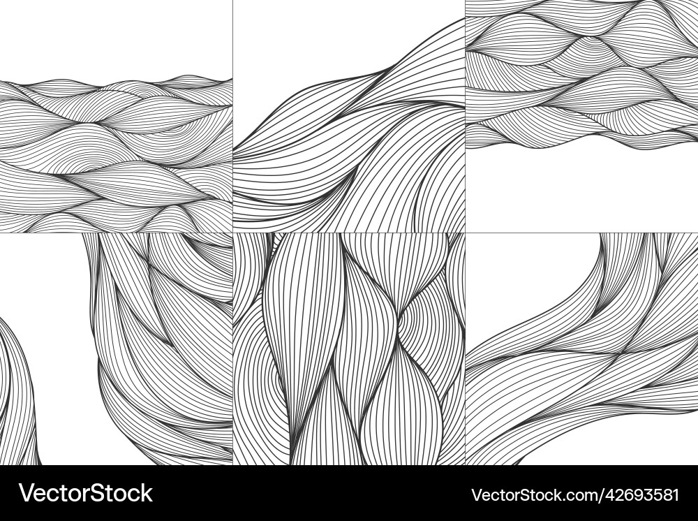 Set of hand drawn sketch wavy patterns Royalty Free Vector