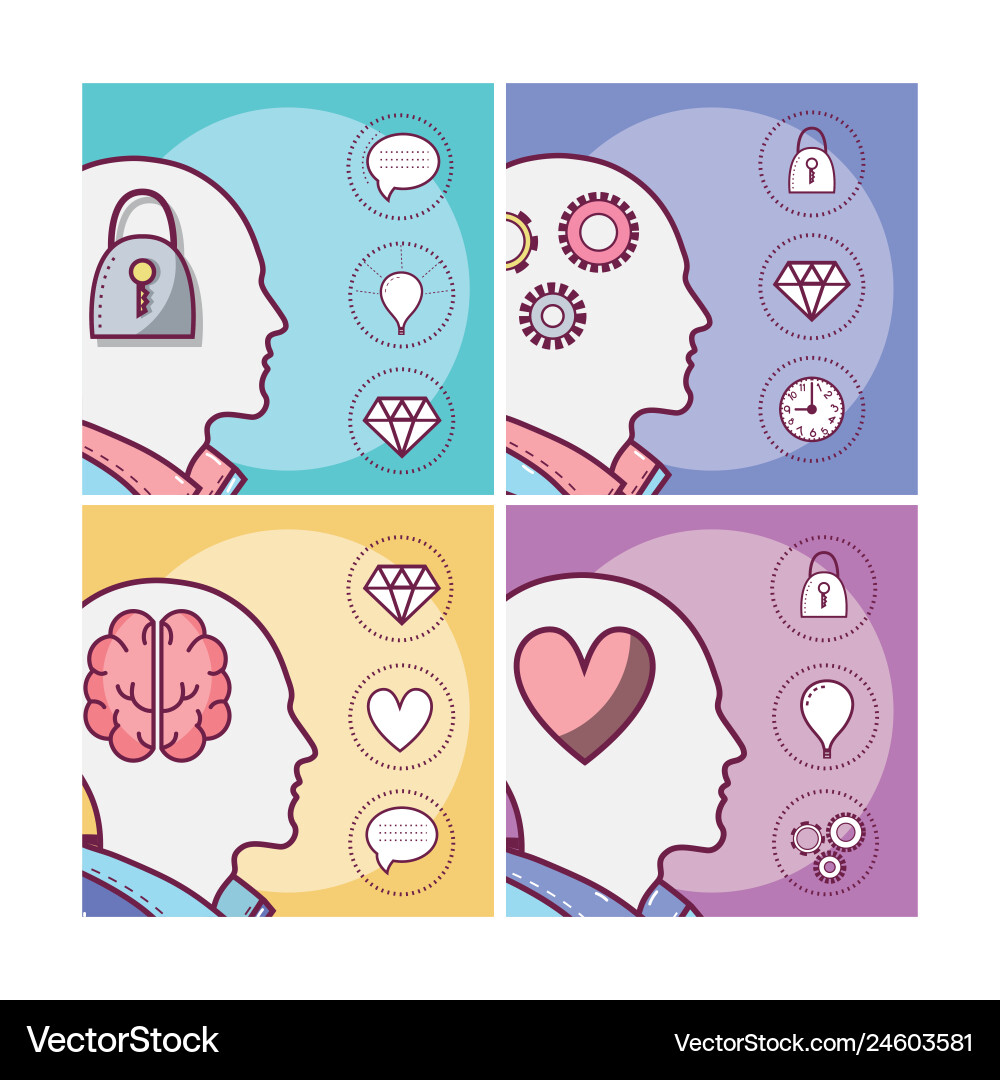 Set of human minds card Royalty Free Vector Image