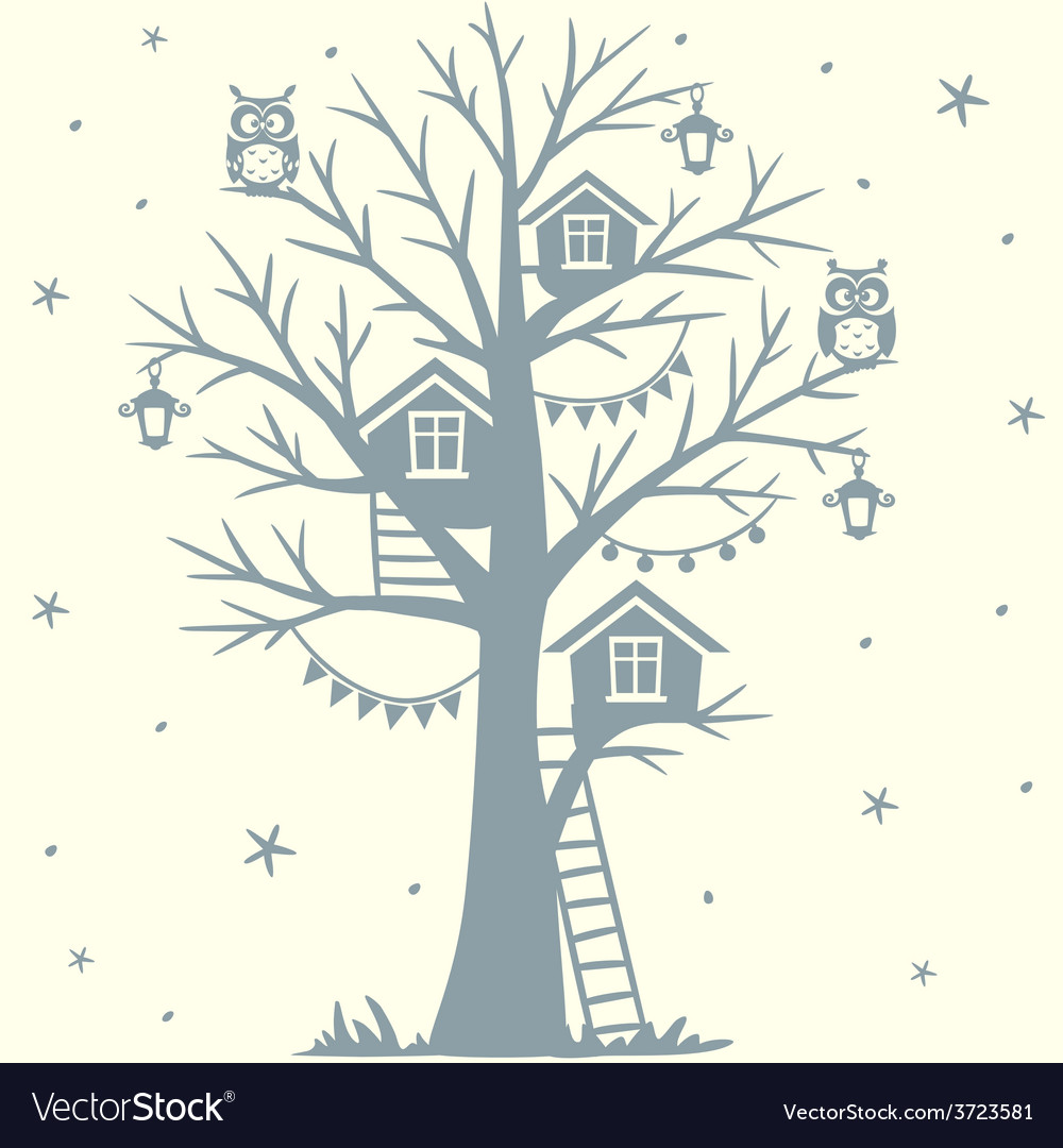 Treehouse Royalty Free Vector Image - VectorStock
