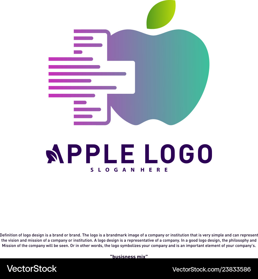 Apple with medical plus logo design concept Vector Image
