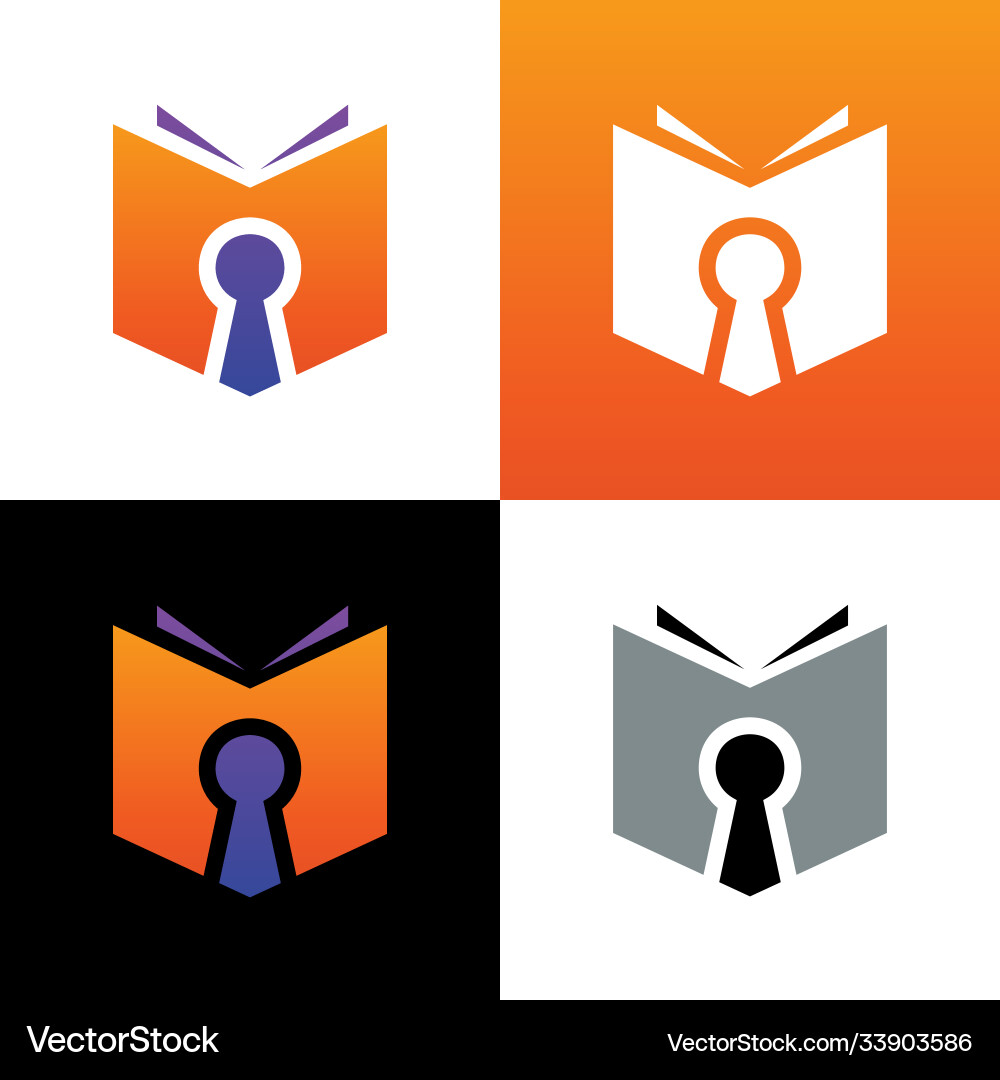 Book and keyhole logo template secret icon Vector Image