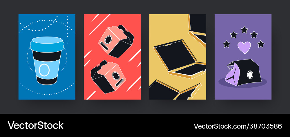 Colorful set contemporary art posters Royalty Free Vector