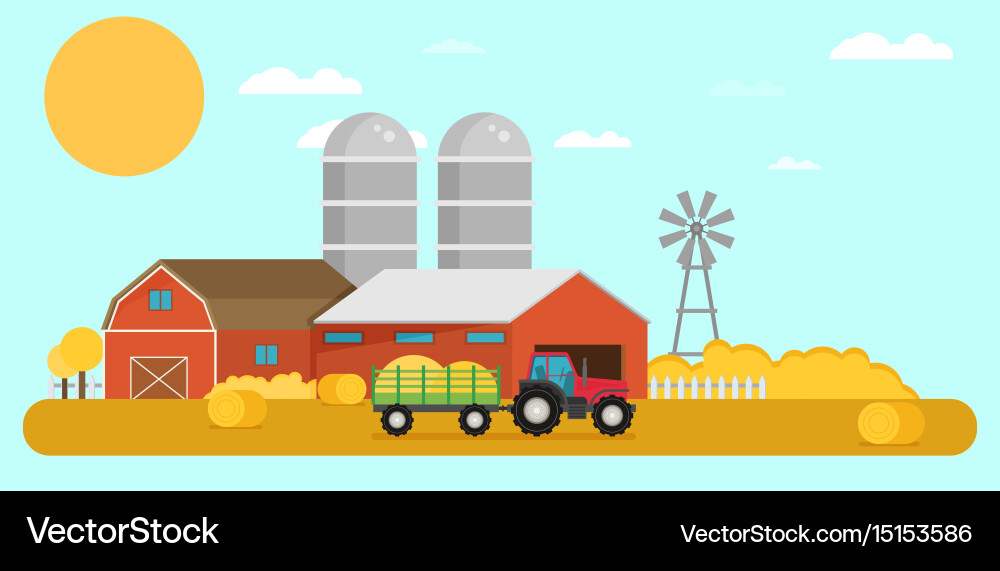 Flat design crop farm rural landscape background Vector Image