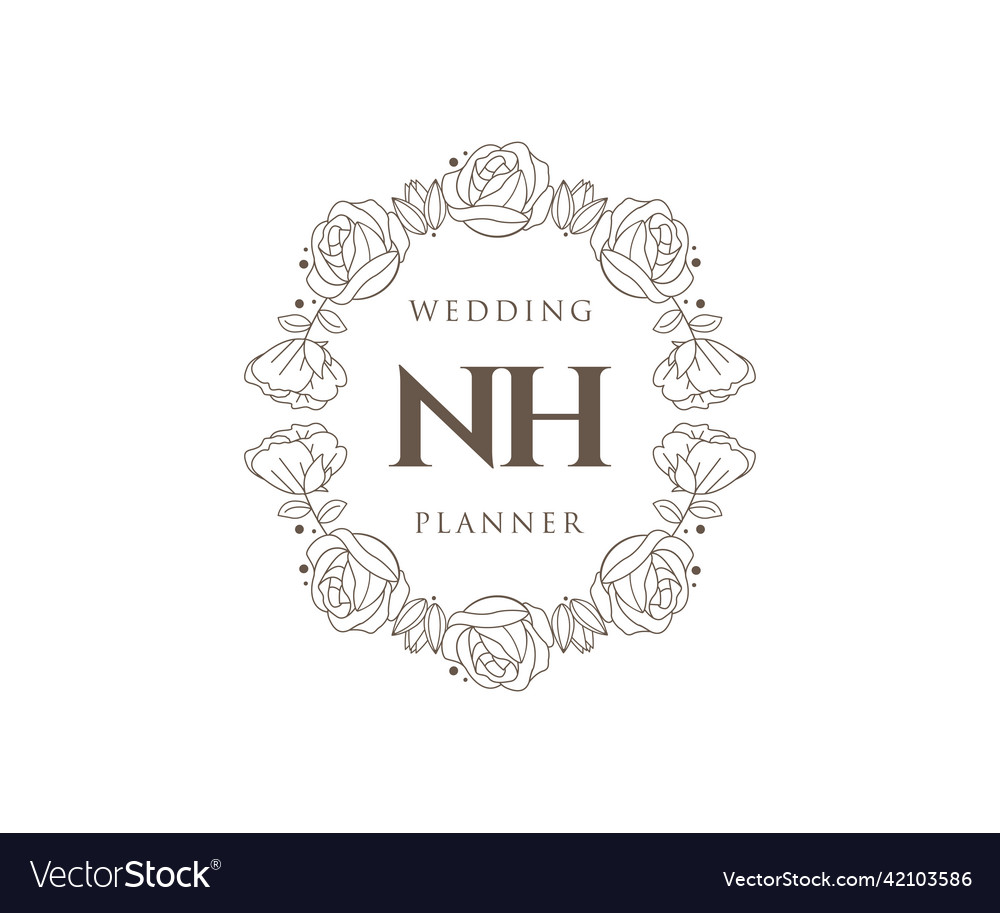 Nh initials letter wedding monogram logos Vector Image