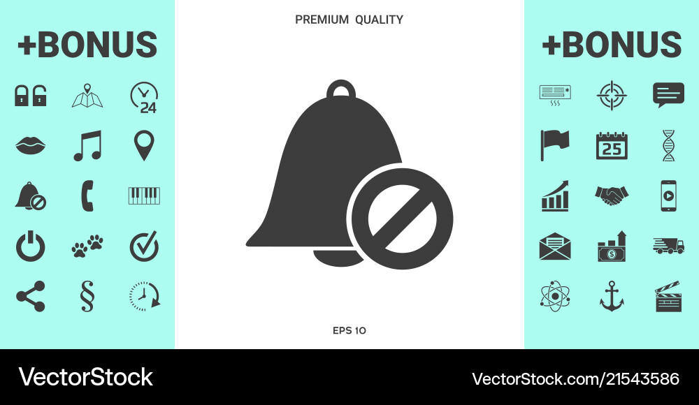 No bell icon prohibition sign stop symbol Vector Image