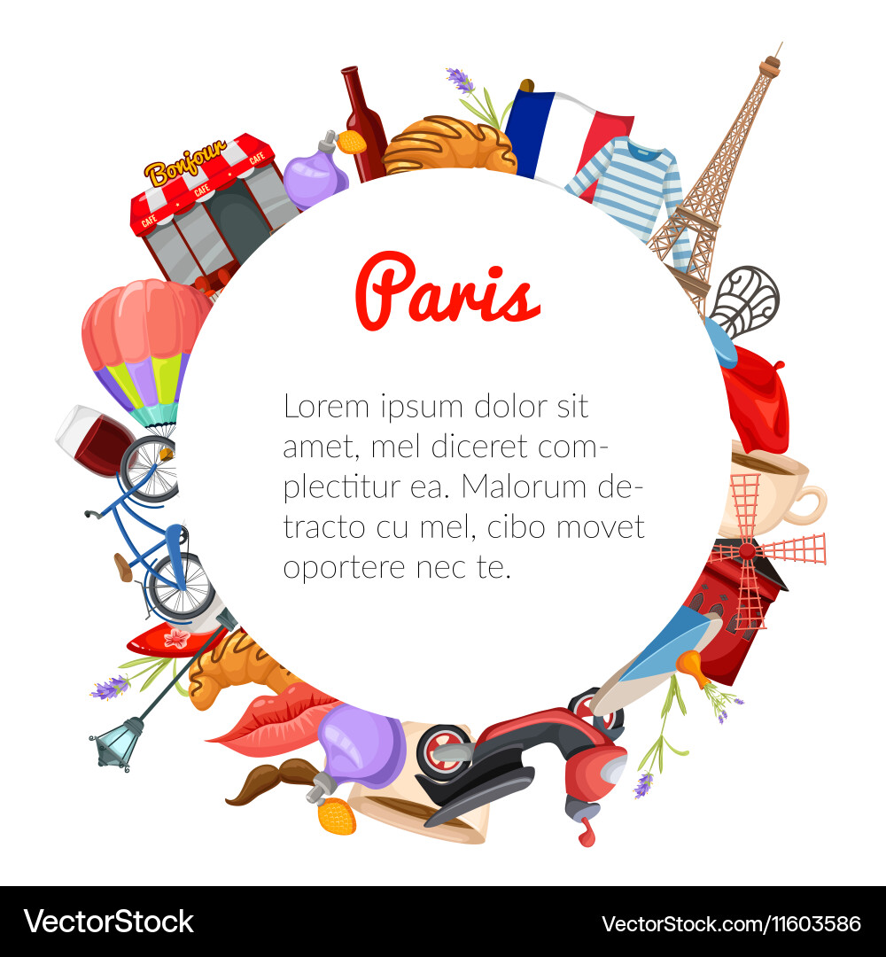 Paris Round Composition Royalty Free Vector Image