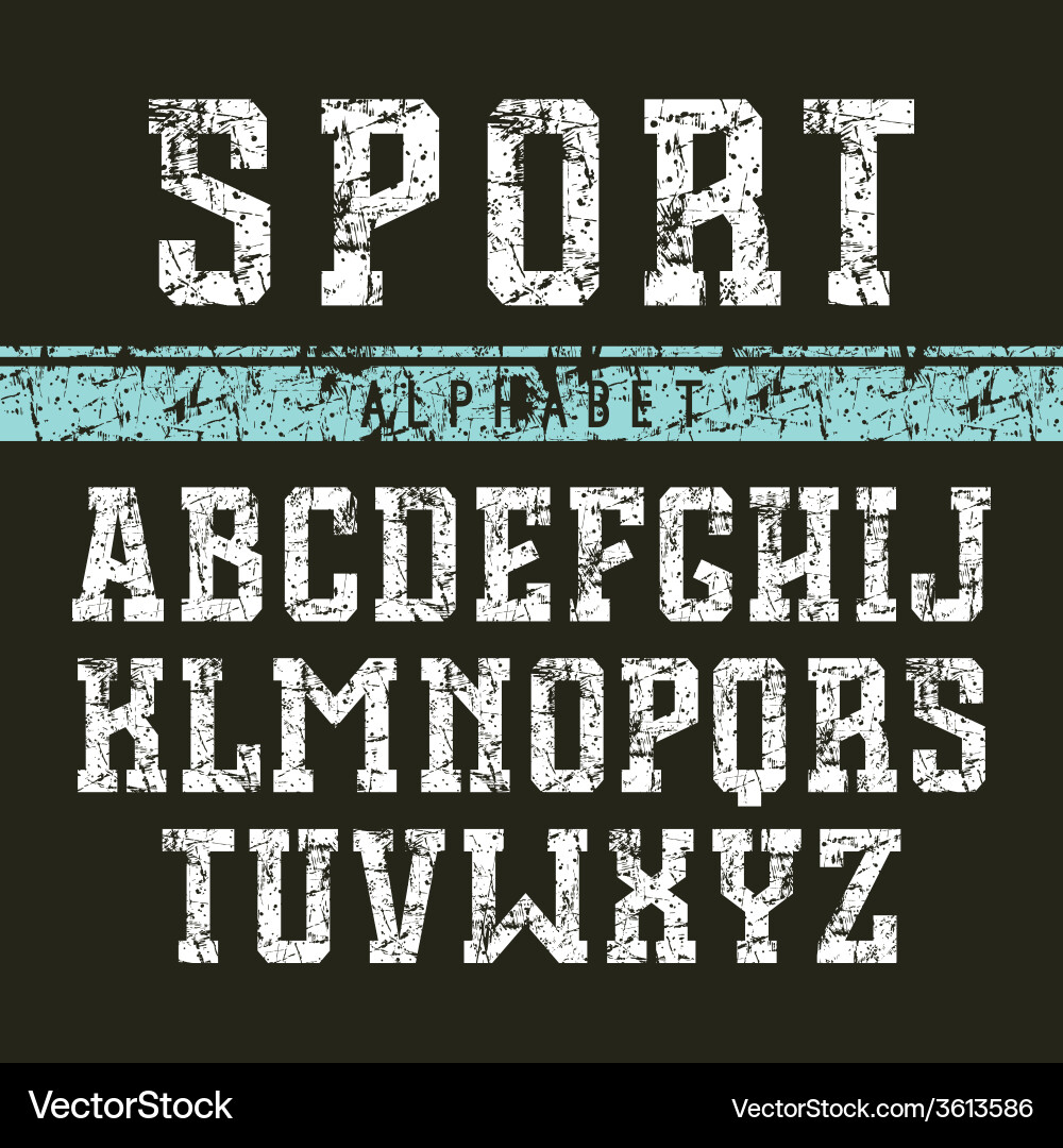 Rectangular serif font in the style of college Vector Image