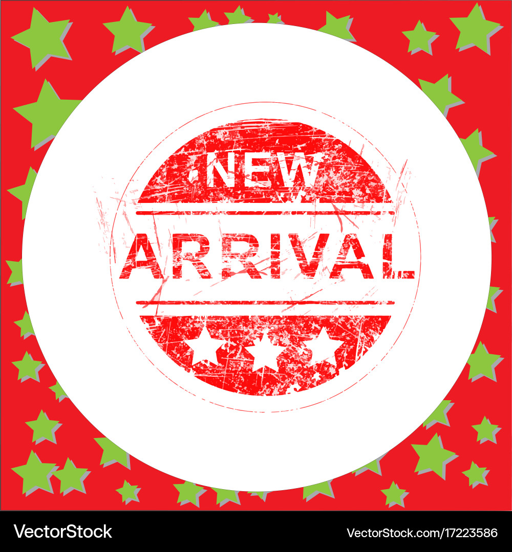 Red grunge rubber stamp new arrival in circle Vector Image