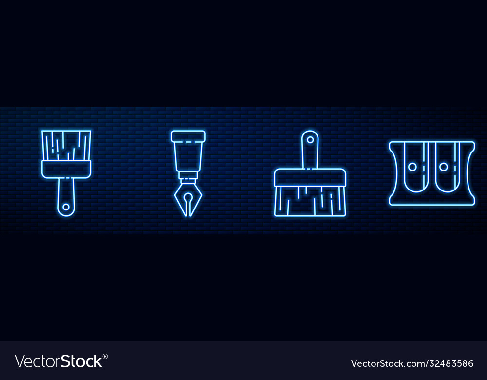 Set line paint brush paint brush fountain pen Vector Image Set line paint brush paint brush fountain pen Vector Image
