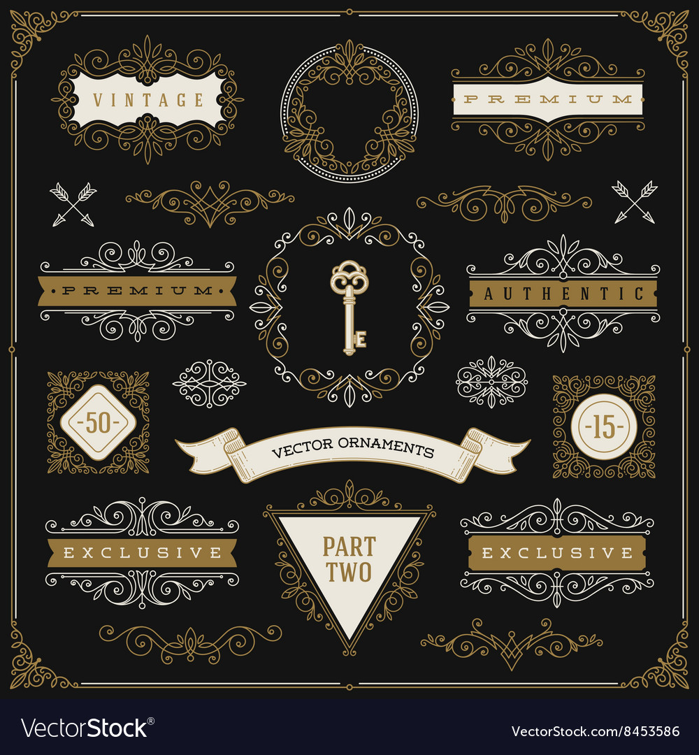 Set vintage design elements Royalty Free Vector Image