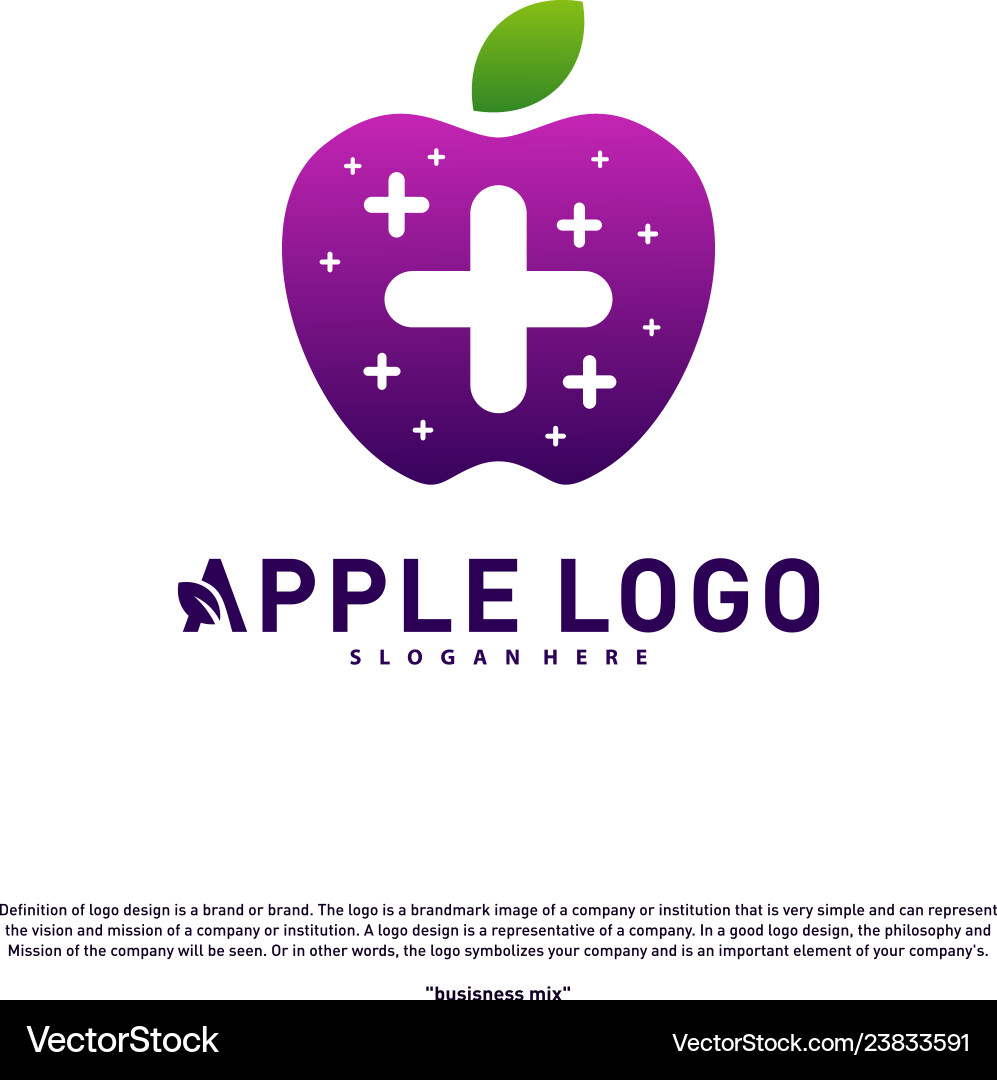 Apple with medical plus logo design concept Vector Image