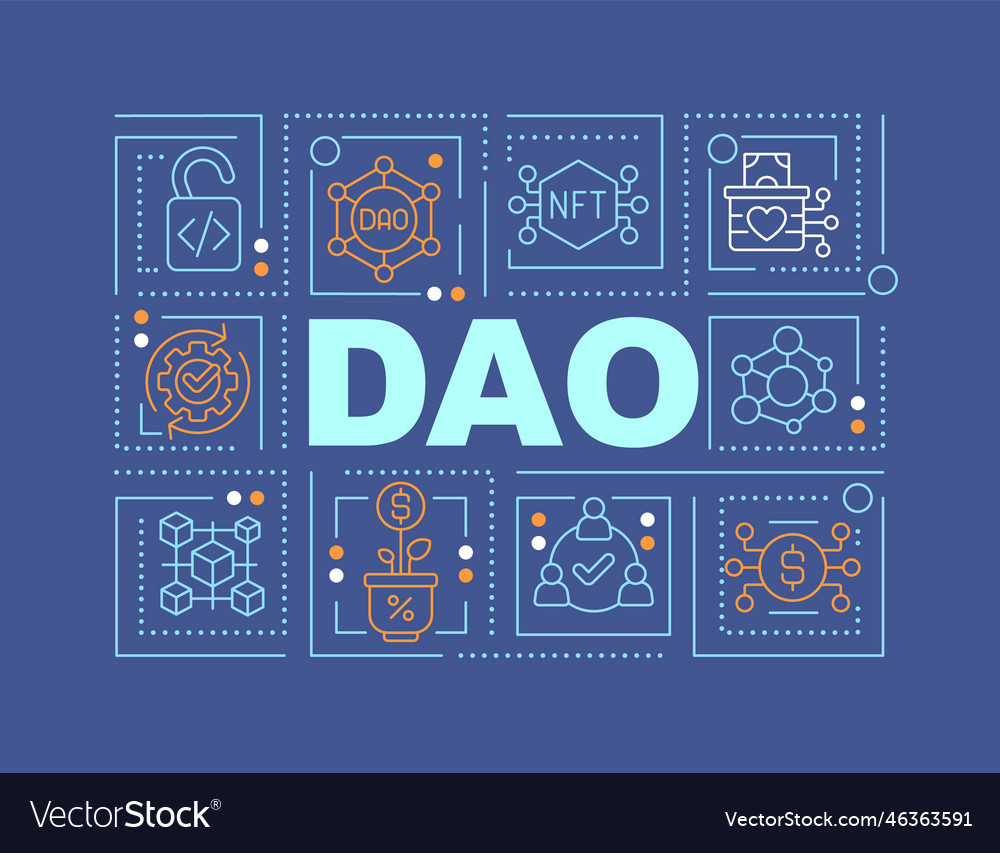 Dao word concepts blue banner Royalty Free Vector Image Dao word concepts blue banner Royalty Free Vector Image