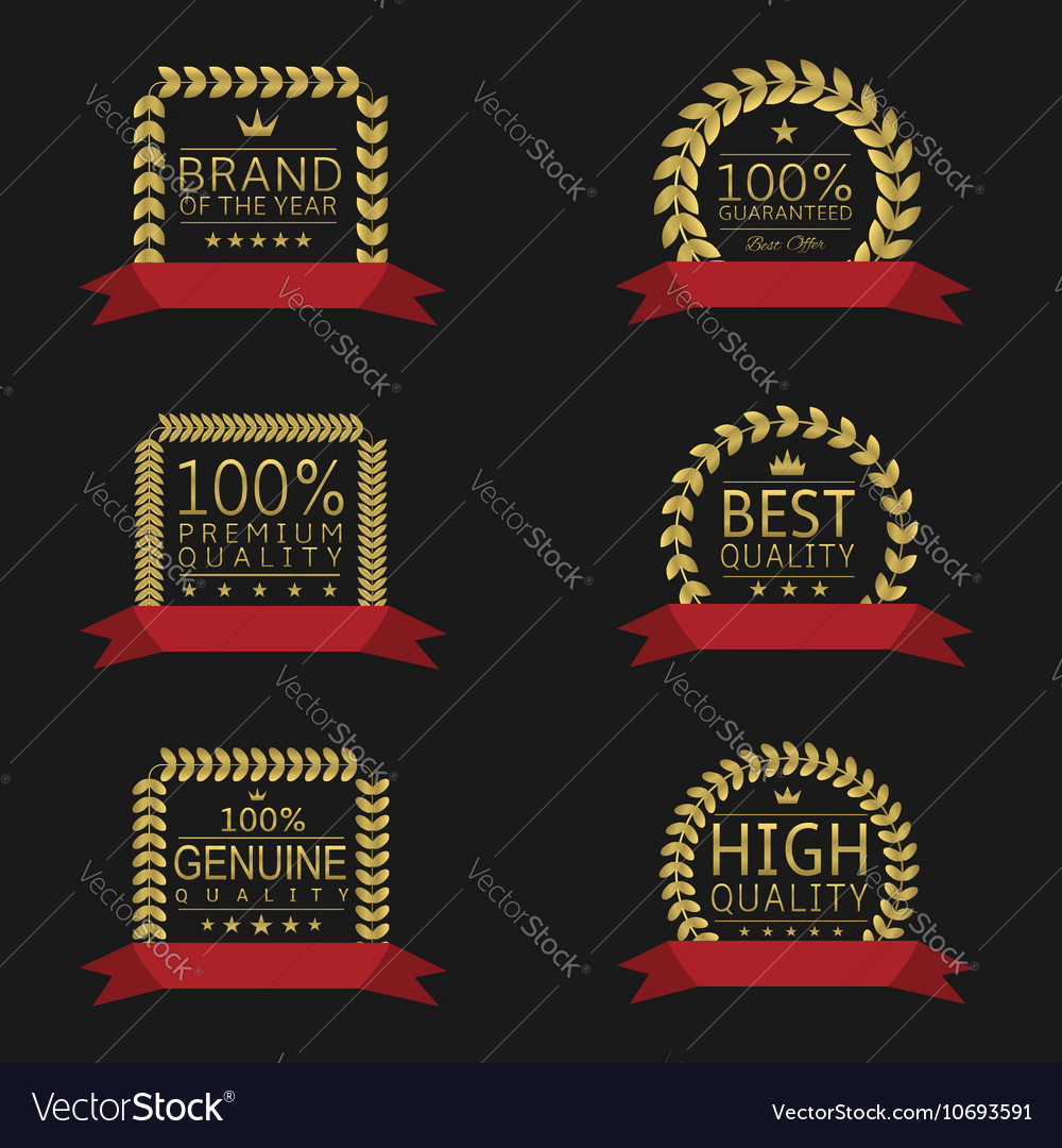 Golden label set Royalty Free Vector Image - VectorStock