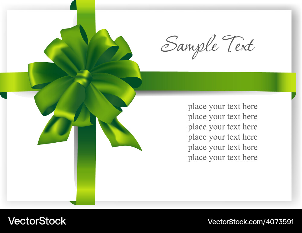 Greeting card with a green ribbon Royalty Free Vector Image