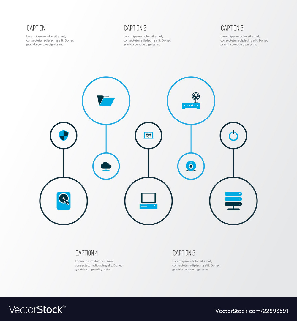 Hardware icons colored set with shield computer Vector Image
