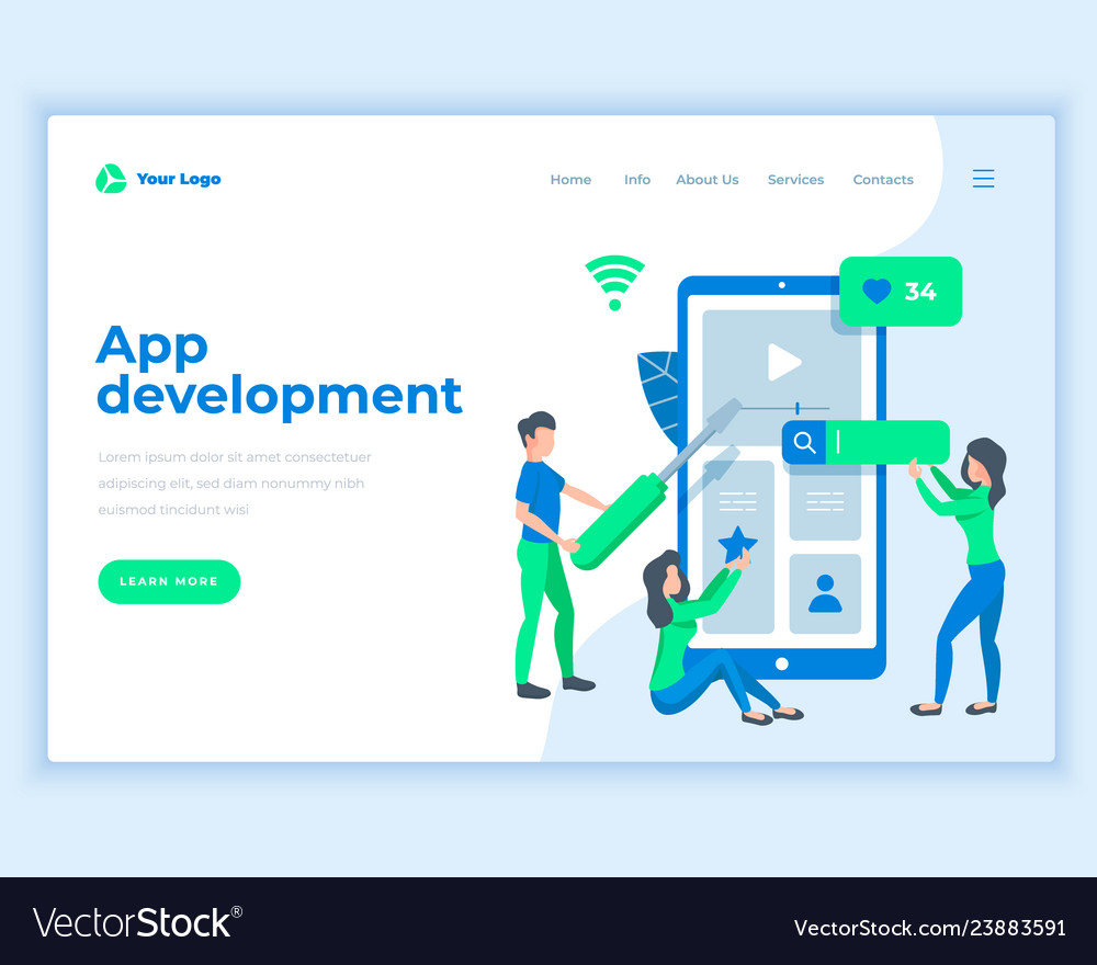 Landing page template application development Vector Image