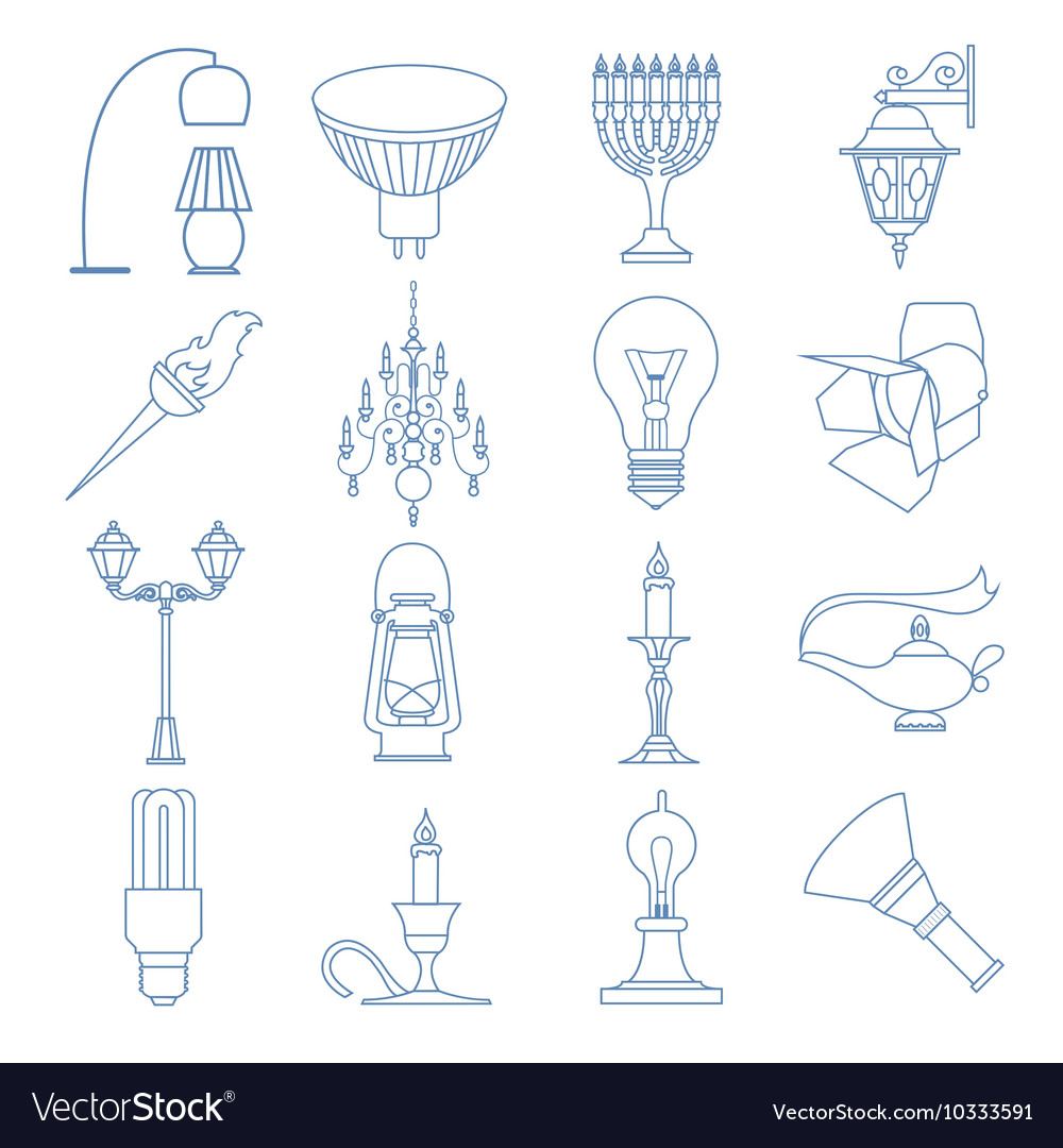 Lighting elements icon set thin line design Vector Image