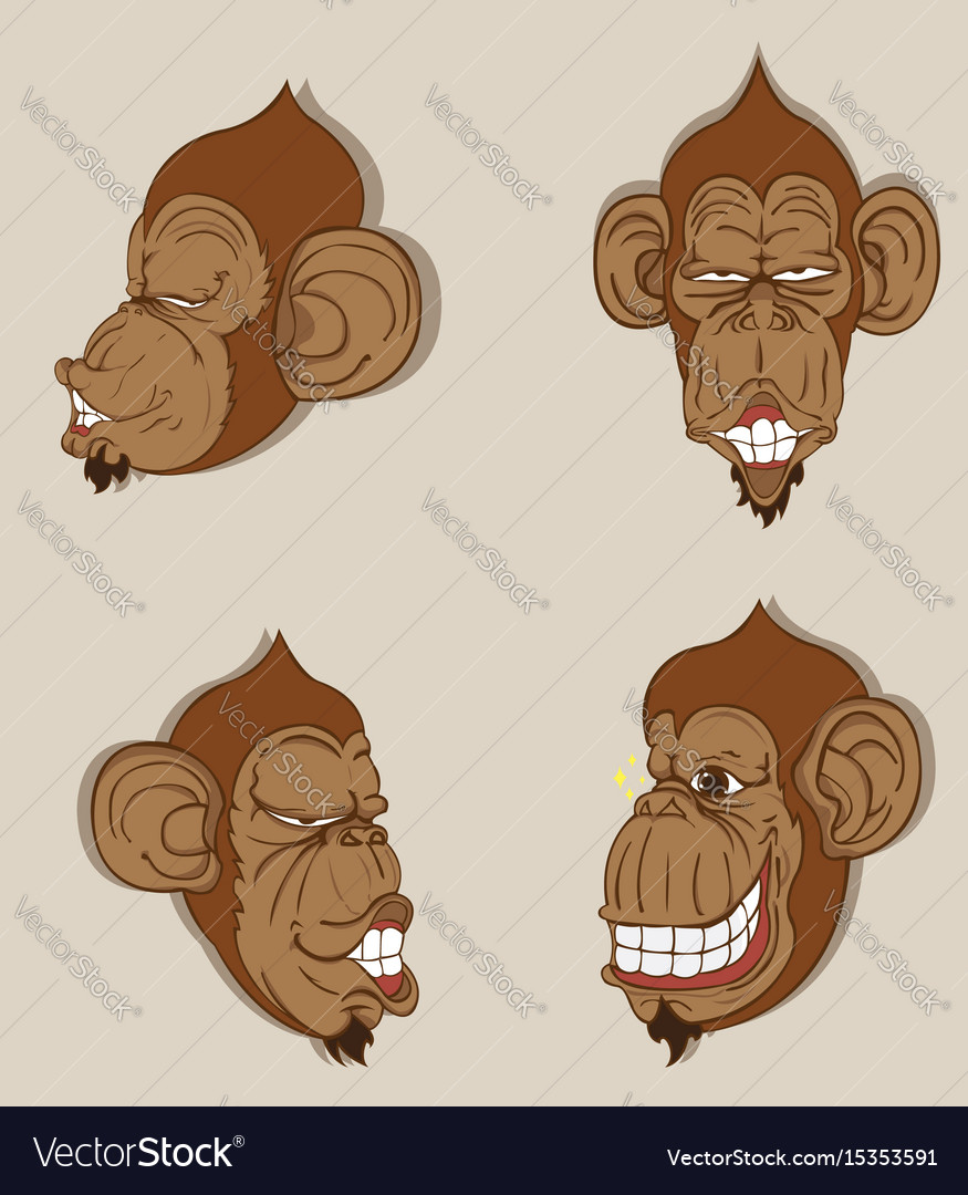 Monkey head set Royalty Free Vector Image - VectorStock
