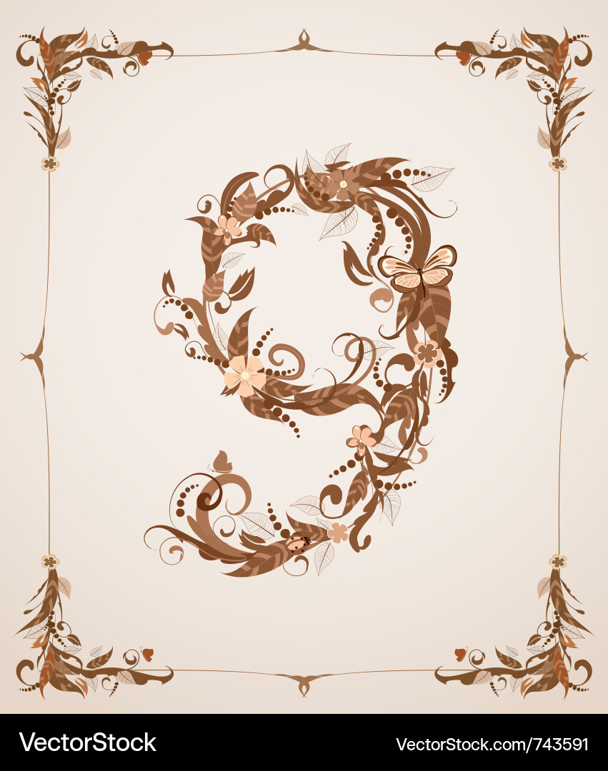 Retro vintage letter number in a frame Royalty Free Vector