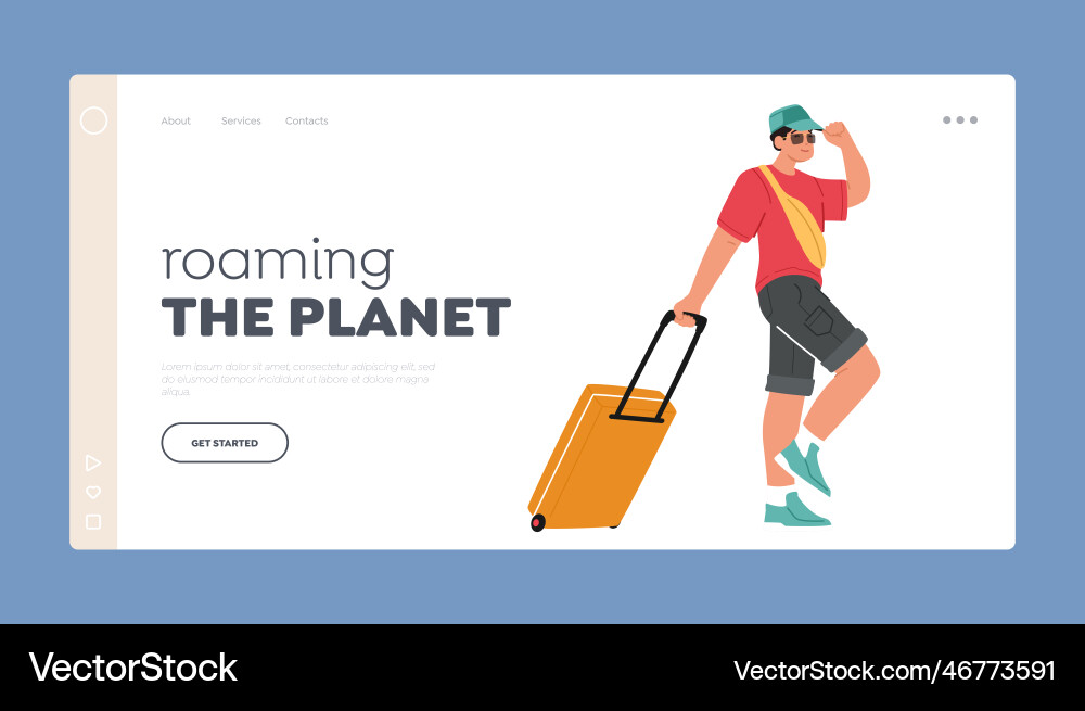 Roaming the planet landing page template young Vector Image