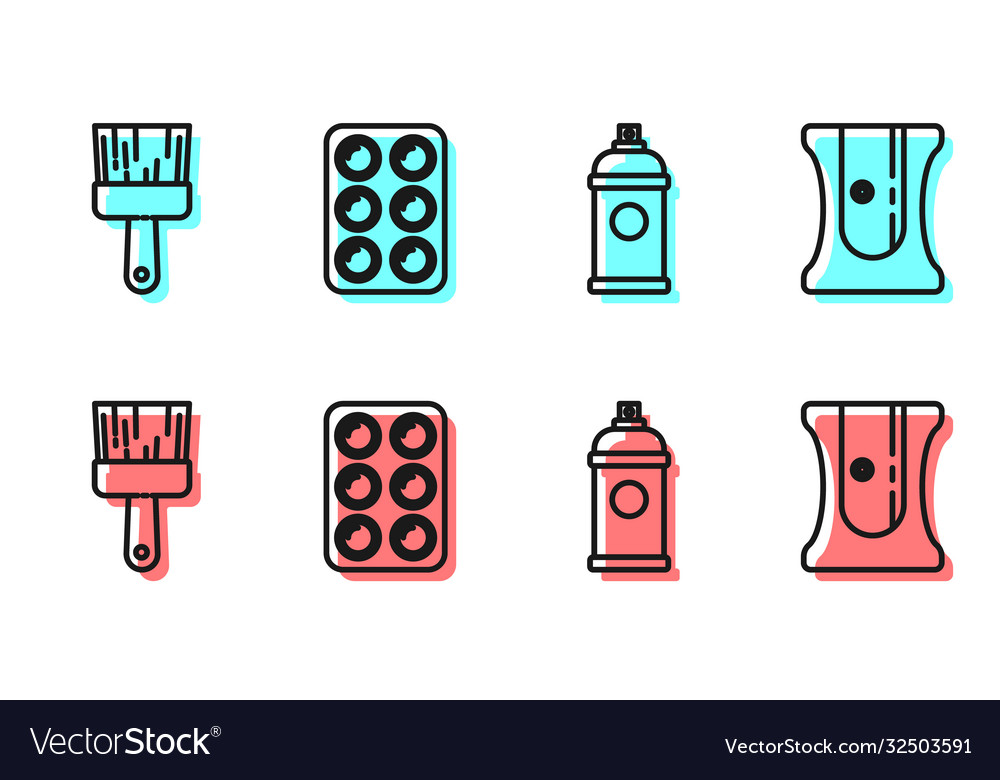 Set line paint spray can paint brush watercolor Vector Image Set line paint spray can paint brush watercolor Vector Image