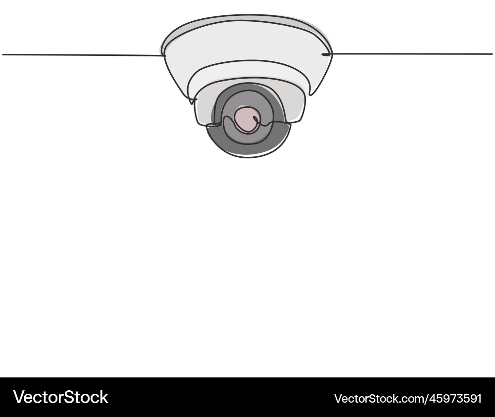 Single one line drawing of cctv located Royalty Free Vector