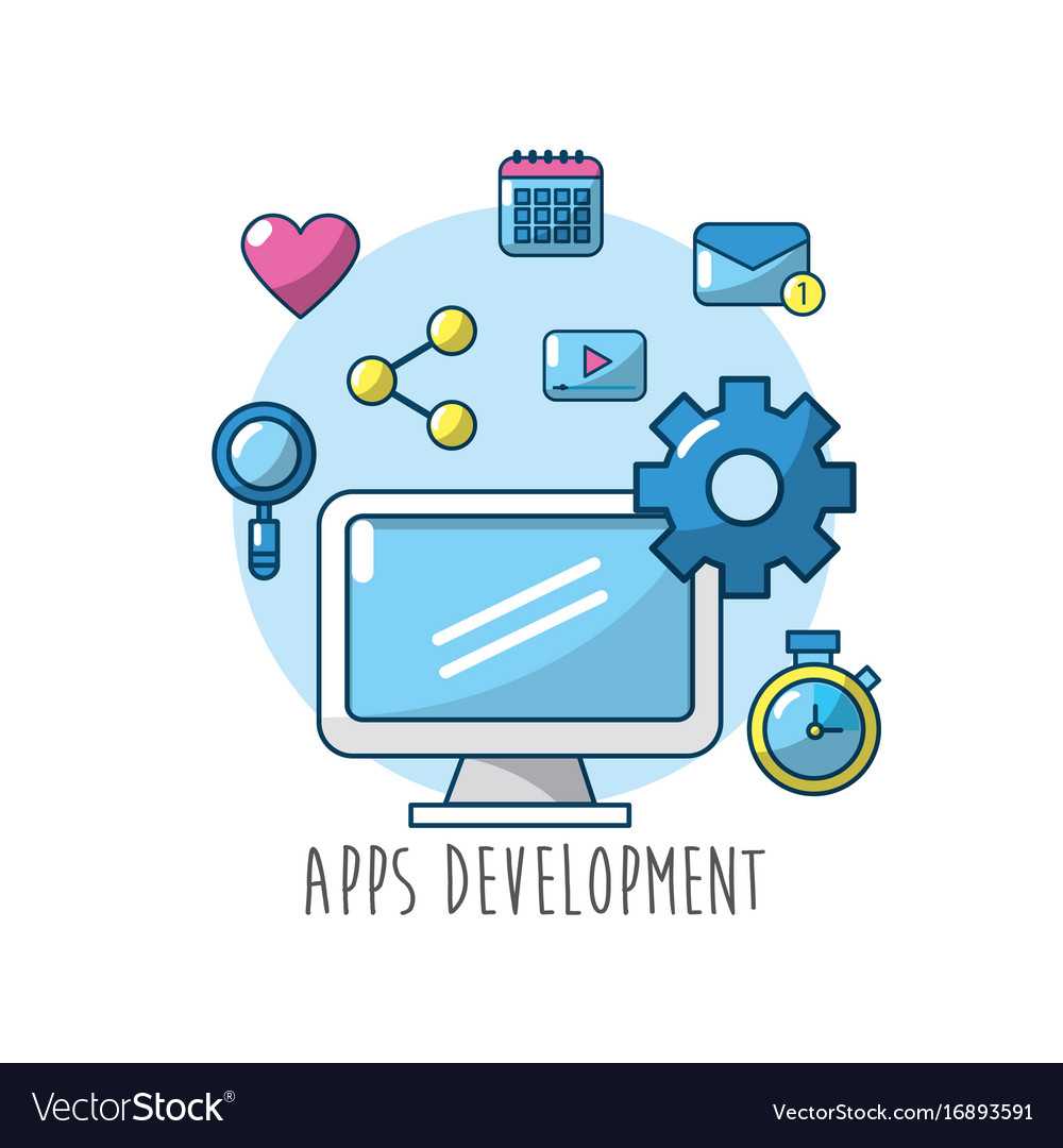 Technology computer with apps connection element Vector Image