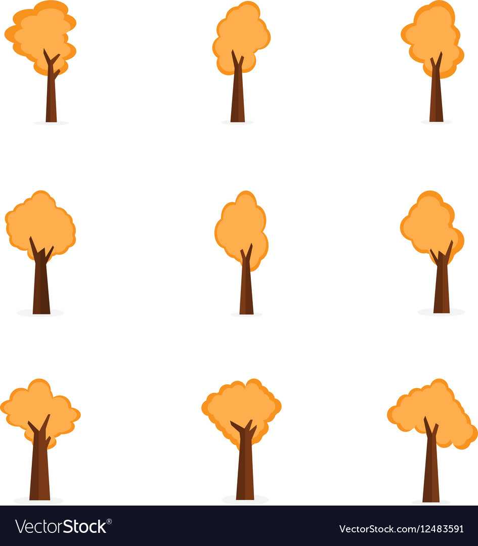 Tree set flat Royalty Free Vector Image - VectorStock