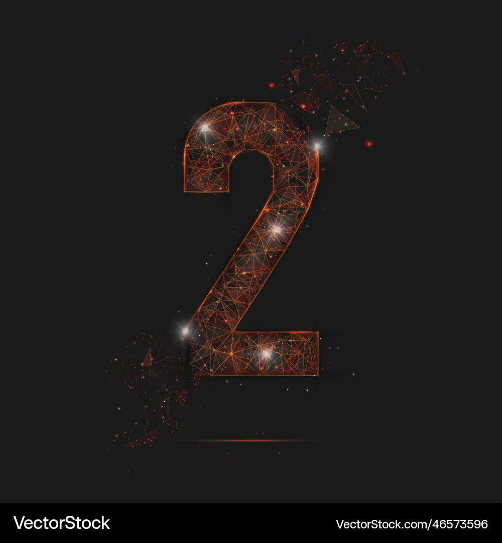 Abstract isolated orange image of a number two Vector Image