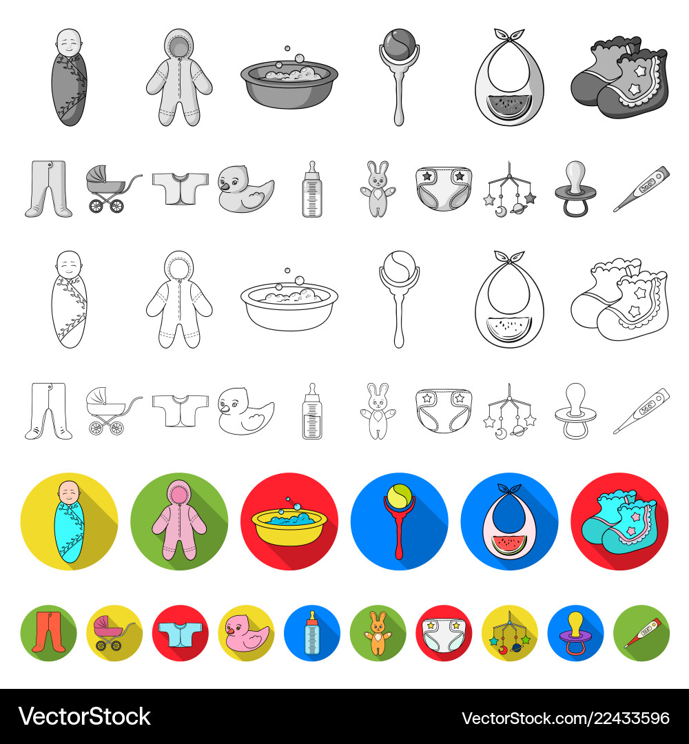 Birth a baby flat icons in set collection Vector Image