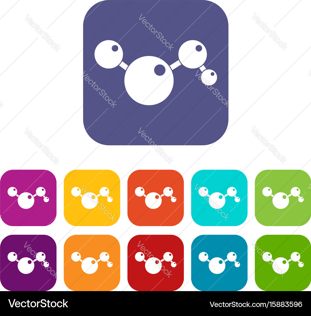 Chemical and physical molecules icons set flat Vector Image