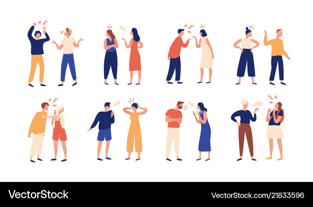 Collection pairs people during conflict or Vector Image