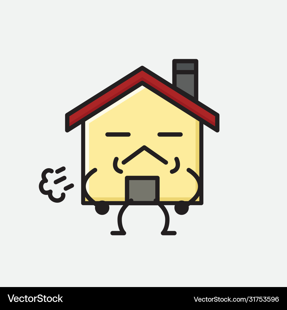 Cute house mascot character in flat design style Vector Image