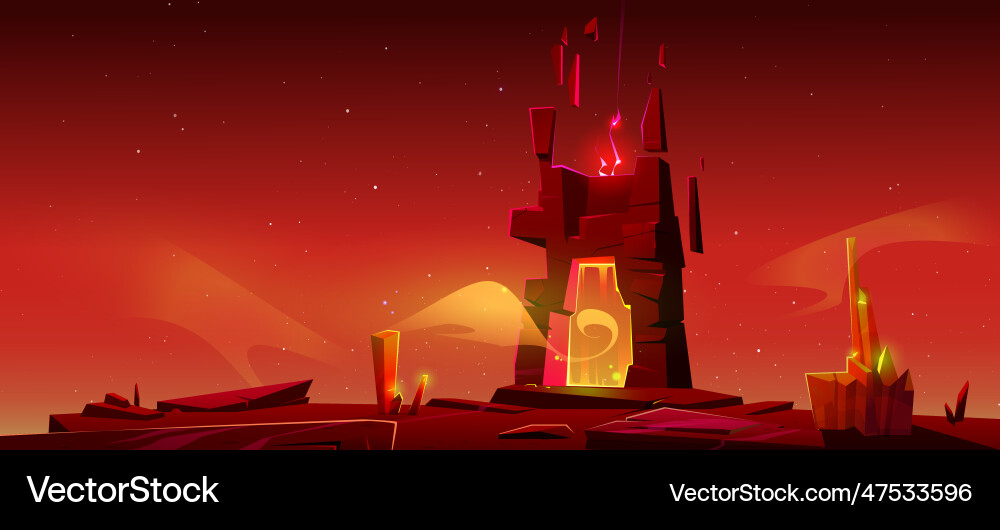 Fantasy magic game portal cartoon red landscape Vector Image