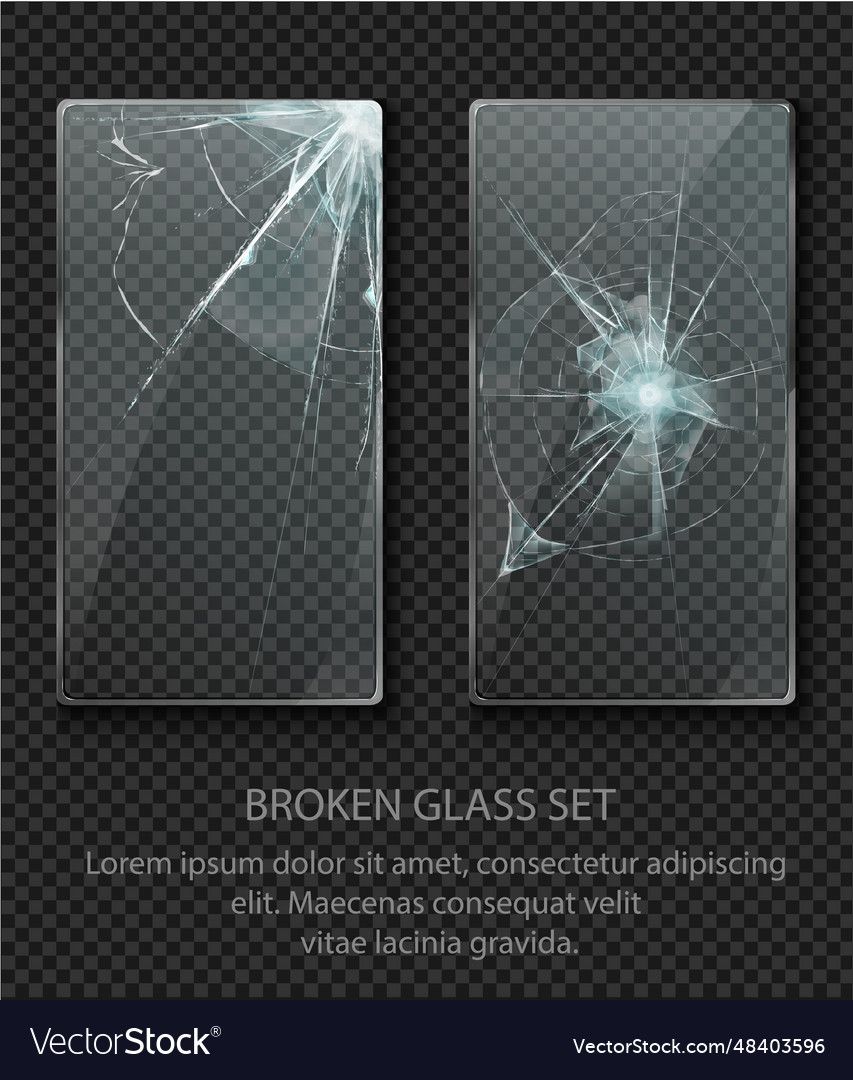 Glass framework broken set Royalty Free Vector Image