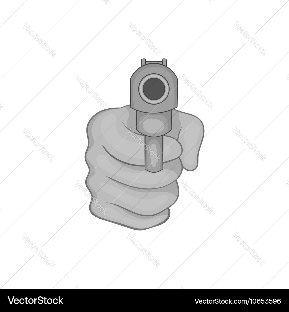 Hand with gun icon black monochrome style Vector Image
