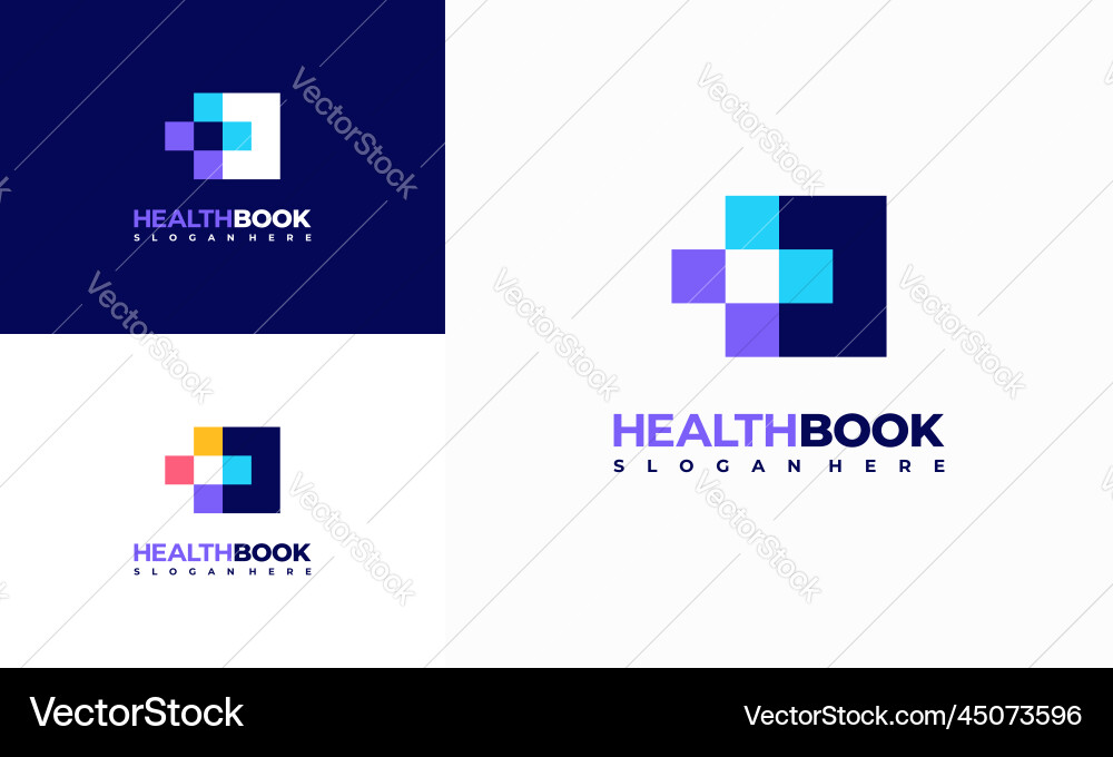 Health book logo designs concept Royalty Free Vector Image