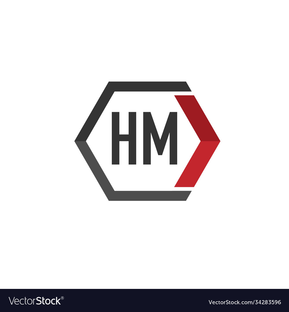 Initial letter hm linked hexagon monogram logo Vector Image