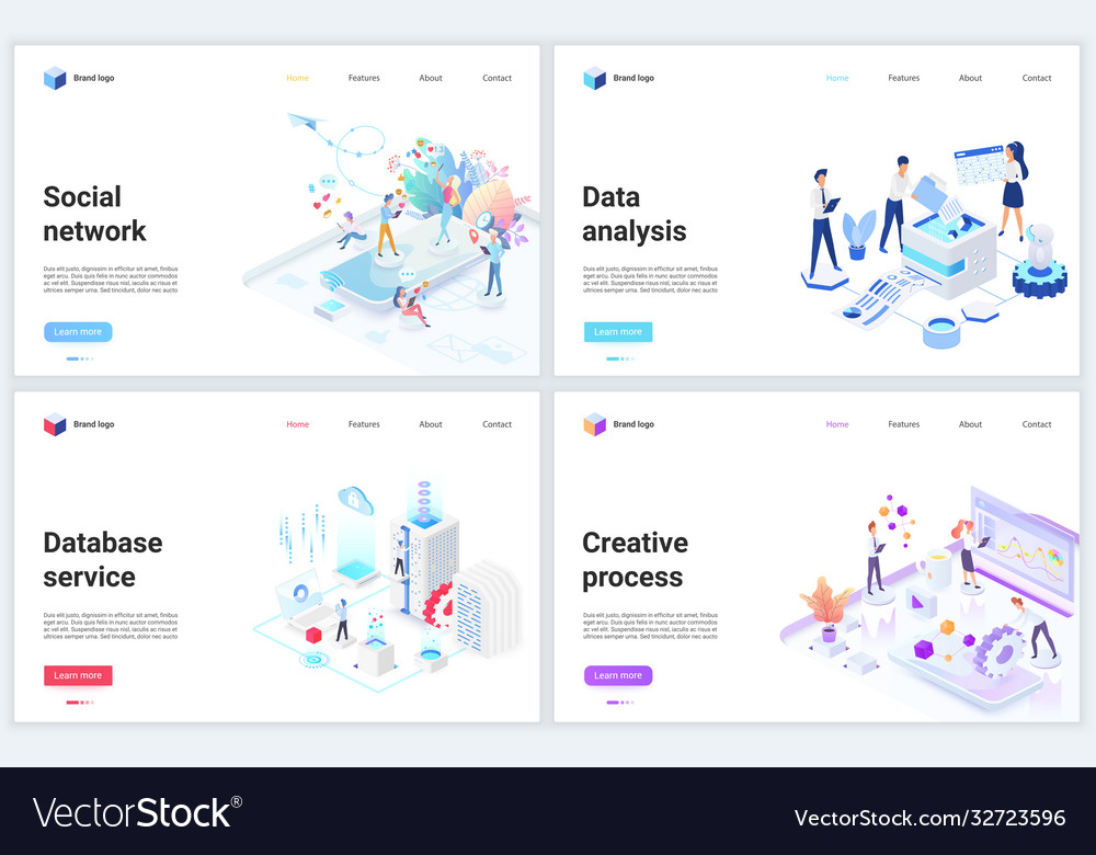 Isometric Data Analysis Social Media Network Vector Image