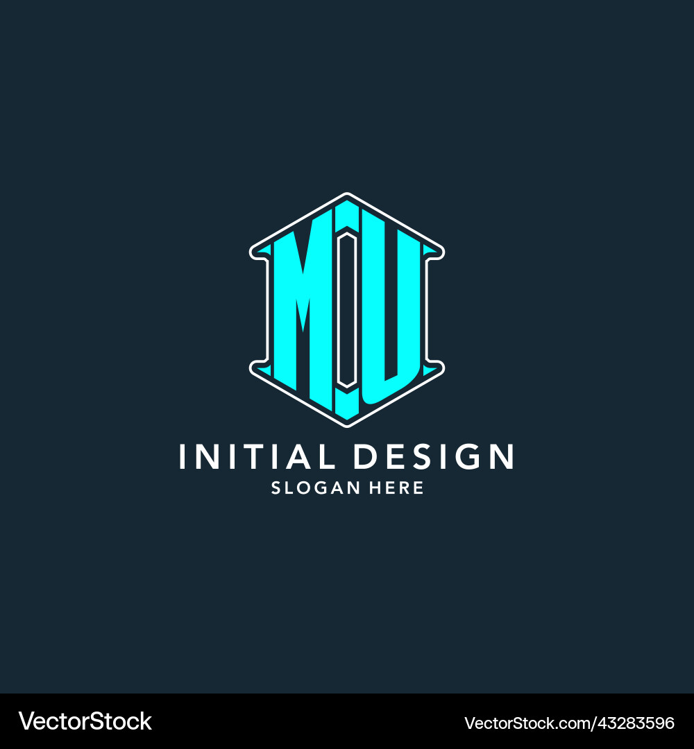 Letter mu logo with hexagon shape geometric style Vector Image