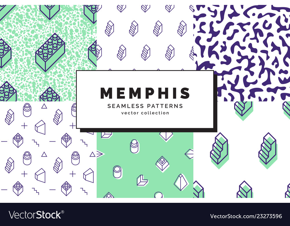 Memphis seamless patterns set Royalty Free Vector Image
