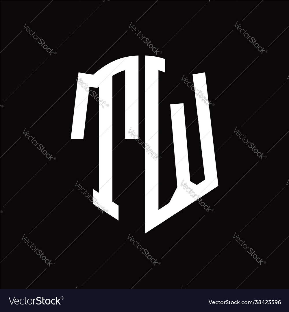 Tw logo monogram with shield shape ribbon design Vector Image
