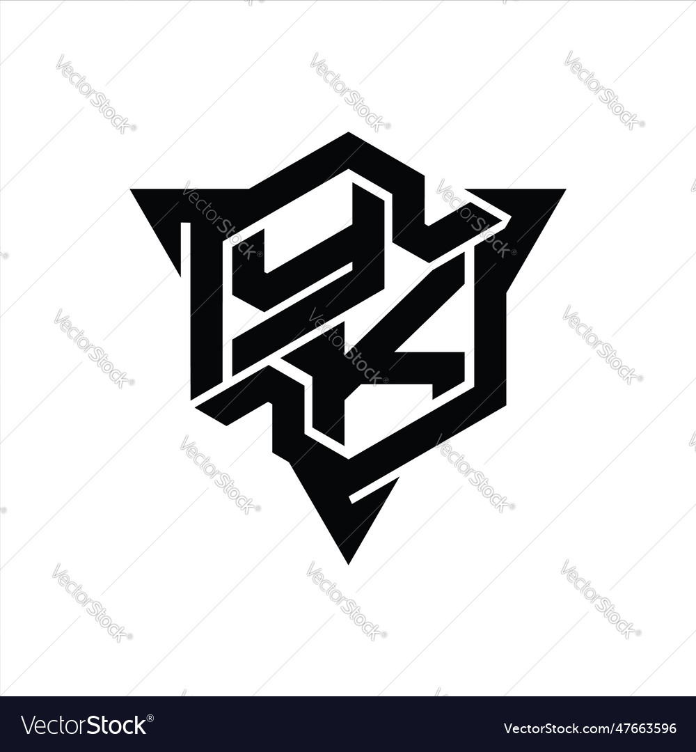 Yk logo monogram hexagon shape with triangle Vector Image
