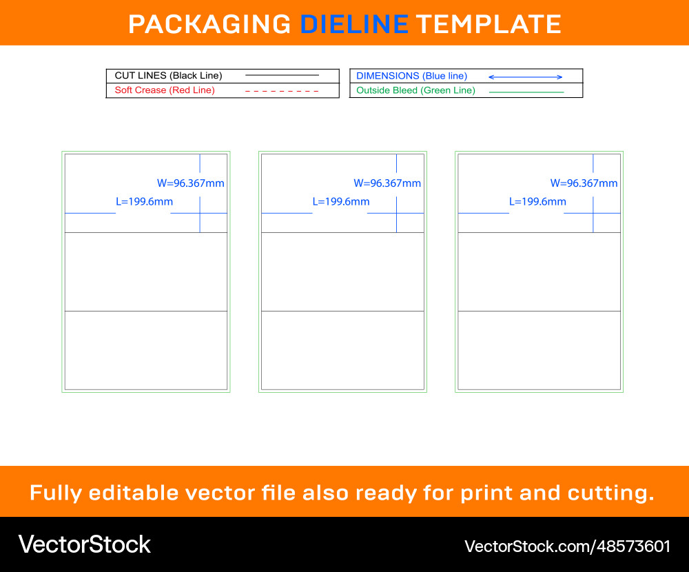 3 adhesive address labels dieline template 1996 x Vector Image