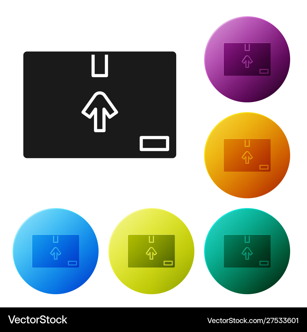 Black cardboard box with traffic symbol icon Vector Image